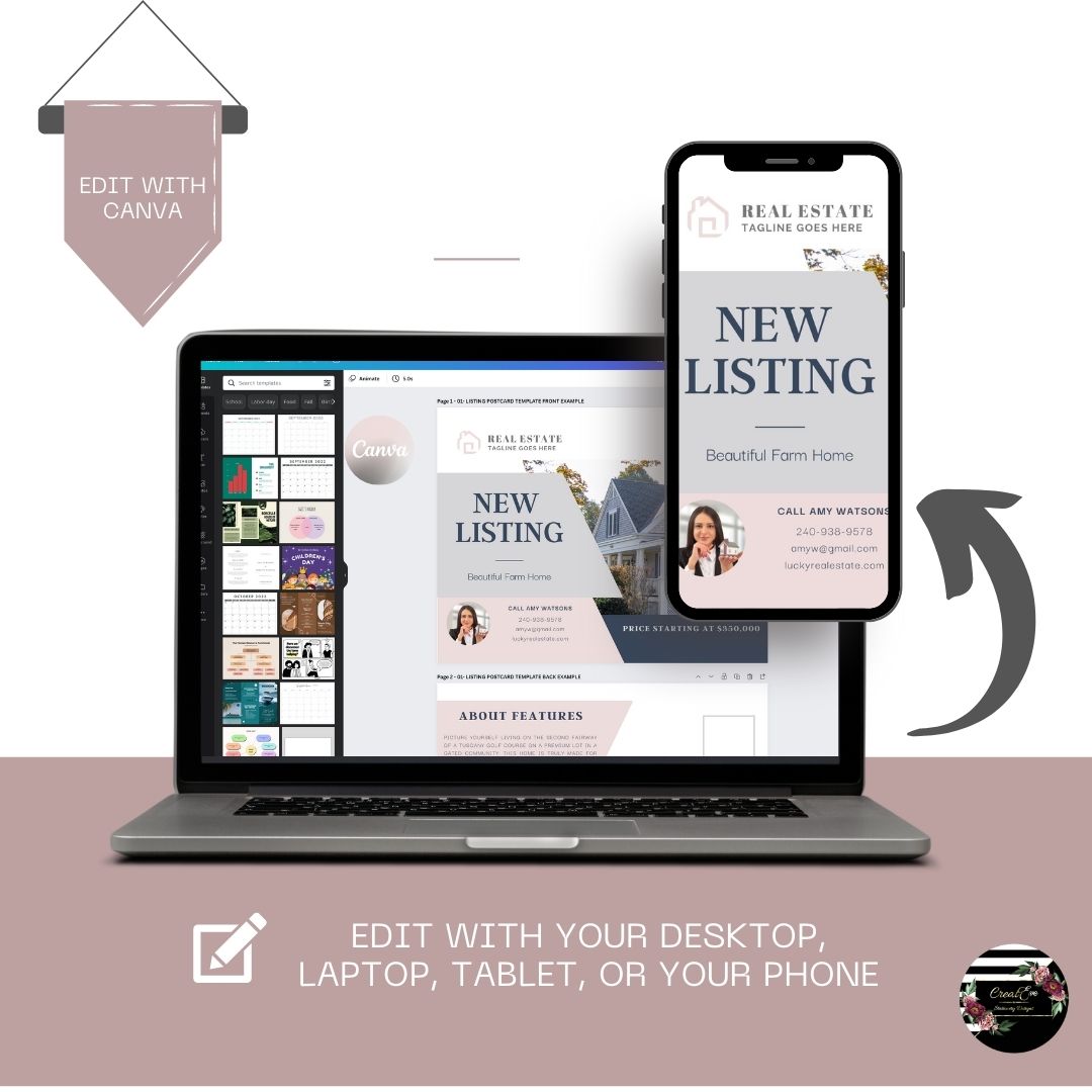 Real Estate Just Sold Postcard Editable Canva Template | CreatEve ...